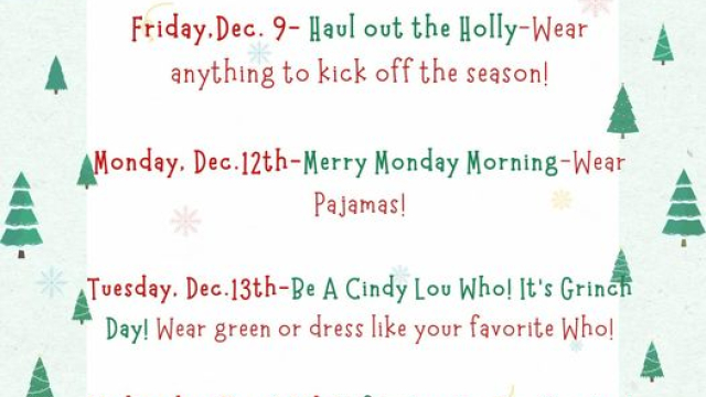12/9-15 Holiday Spirit Dress Up Week @ BES – Polk County Tennessee EVENTS