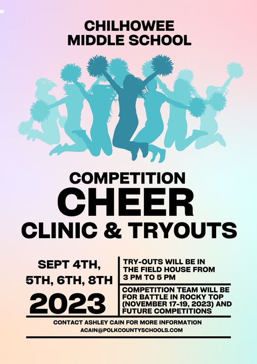 9/4-8 CMS Competition Cheer Clinic and Tryouts – Polk County Tennessee ...