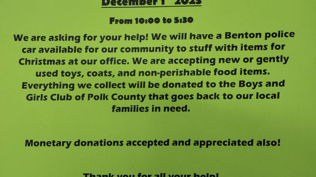 12/1 Fill the Police Car Benton, TN – Polk County Tennessee EVENTS