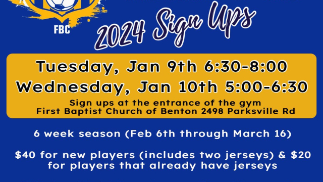 1/9-10 Benton FBC Youth Soccer Sign-ups – Polk County Tennessee EVENTS