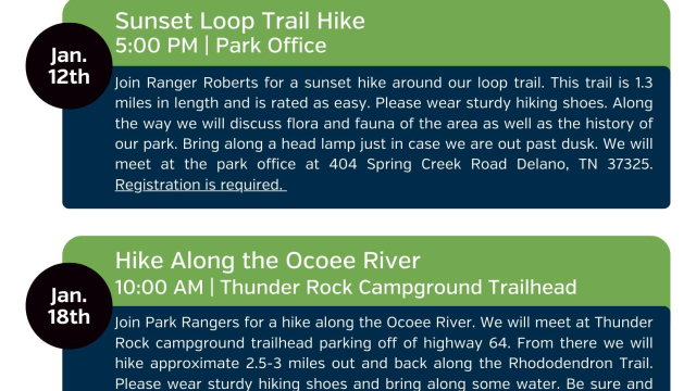 1/12 Sunset Loop Trail Hike – Polk County Tennessee EVENTS