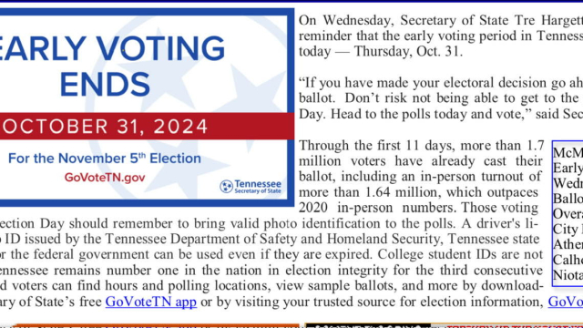 10/31 Early Voting Ends – Polk County Tennessee EVENTS