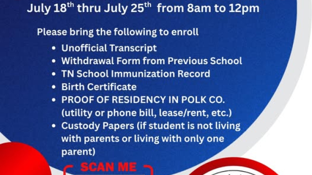 7/18-25 PCHS New Student Summer Enrollment – Polk County Tennessee EVENTS